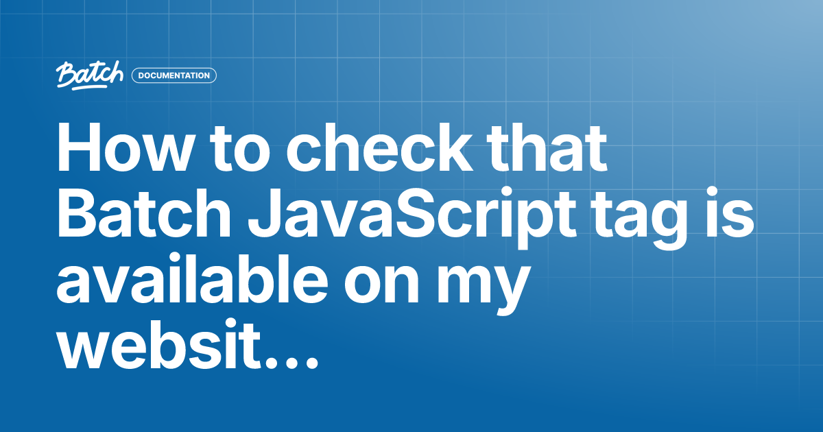How to check that Batch JavaScript tag is available on my website? | Batch Documentation