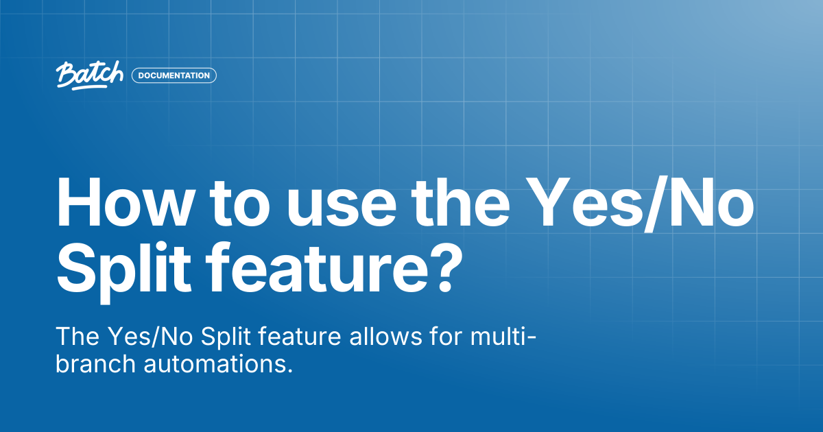 How to use the Yes/No Split feature? | Guides & Best practices | Batch ...
